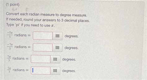 Solved Convert Each Radian Measure To Degree Measure If Chegg