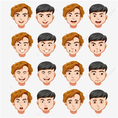 젊은 성인 표정 모음 만화 성인 어린 Png 일러스트 및 벡터 에 대한 무료 다운로드 Pngtree