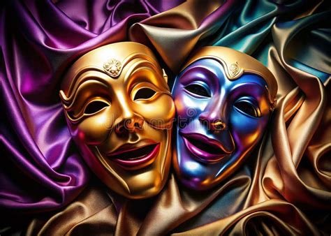 Captivating Theatrical Masks On Luxurious Satin Silk A Candid