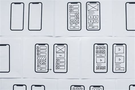 Ux 모바일 응용 프로그램 와이어 프레임 스케치 프로토 타입 프레임 워크 레이아웃 미래 응용 프로그램 디자인 프로젝트 Uiux