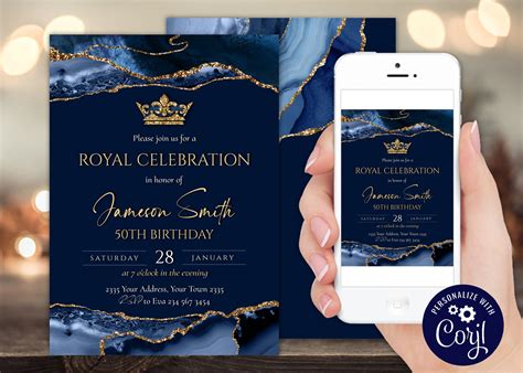 Editable Royal Birthday Party Invitation Royal Celebration Invite