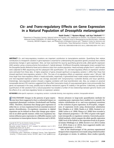 Pdf Cis And Trans Regulatory Effects On Gene Expression In A