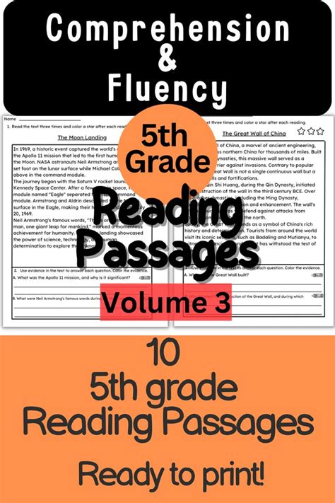 5th Grade Reading Comprehension Passages Fluency And Comprehension