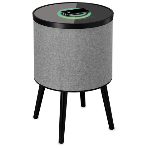 Decortech Round Bluetooth Speaker End Table With Wireless Charging