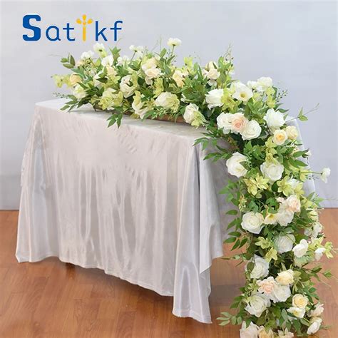 Custom 2 1cm Rose Green Plants Artificial Runners Flower Row Wedding