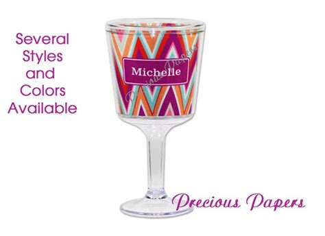 Personalized Plastic Wine Glasses Personalized Chevron Wine Glasses