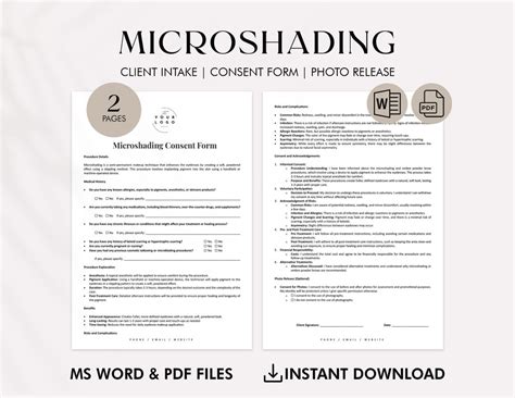 Editable Microshading Consent Form Pdf Ombre Powder Brows Word And Pdf Esthetician Business