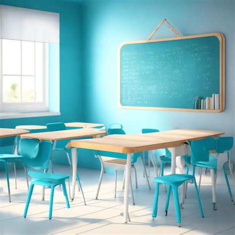 Premium Photo Classroom Chair Table Bench Whiteboard