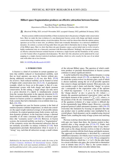 Pdf Hilbert Space Fragmentation Produces An Effective Attraction Between Fractons