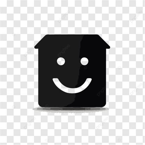 웃는 집 아이콘 벡터 일러스트 레이 션 흰색 배경에 행복한 집의 단순한 검은색 아이콘 그림자 없음 작은 프레임 중앙 Png 일러스트 및 벡터 에 대한 무료 다운로드