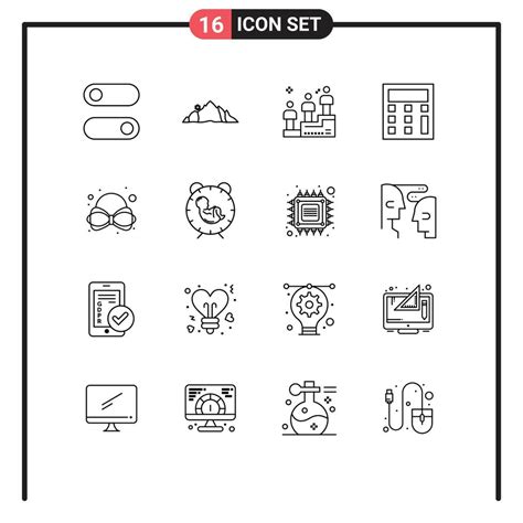 Set Of 16 Modern Ui Icons Symbols Signs For Tie Bow Leaderboard Math Calculate Editable Vector