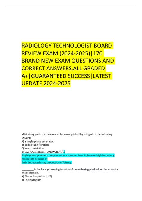 Radiology Technologist Board Review Exam 170 Brand New Exam