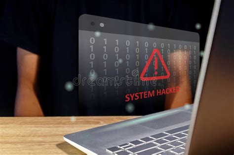 Hacker Or Cyber Criminal With Laptop Stealing User Personal Data