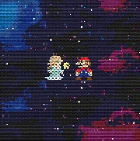 Super Mario Pattern Rosalina And Mario 8 Bit Galactic Cross Etsy Super Mario Pattern Rosalina And Mario 8 Bit Galactic Cross Etsy