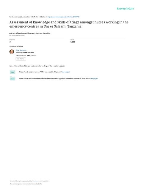 Assessment Of Knowledge And Skills Of Triage Among Pdf Emergency Department Nursing