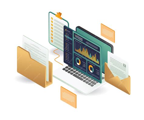 Computer Data Analysis Technology Management Premium Vector