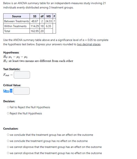 Solved Below Is An ANOVA Summary Table For An Chegg Com