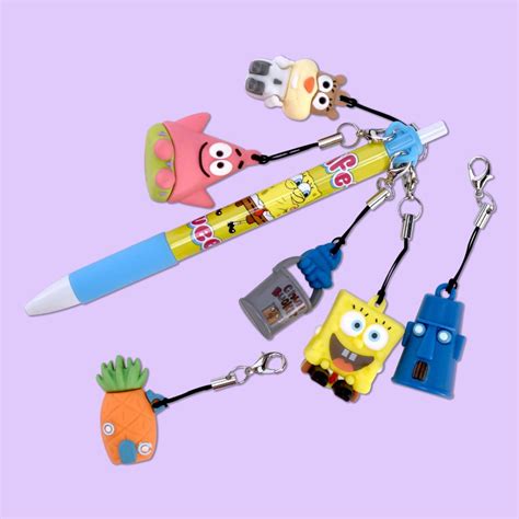 Spongebob Collectable Characters Pen Dangler Stationery Blue Sky Spongebob