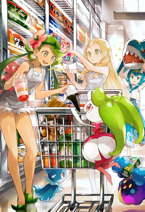 Mallow Lillie Lana Pokemon Shopping Phone Wallpaper Pixiewall
