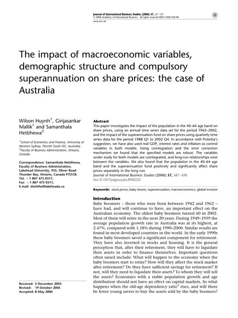 Pdf The Impact Of Macroeconomic Variables Demographic Structure And Compulsory Superannuation