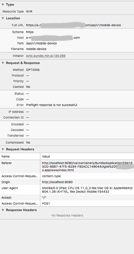 Post Requests Fails Preflight Response Is Not Successful · Issue 70 · Ionic Teamcordova