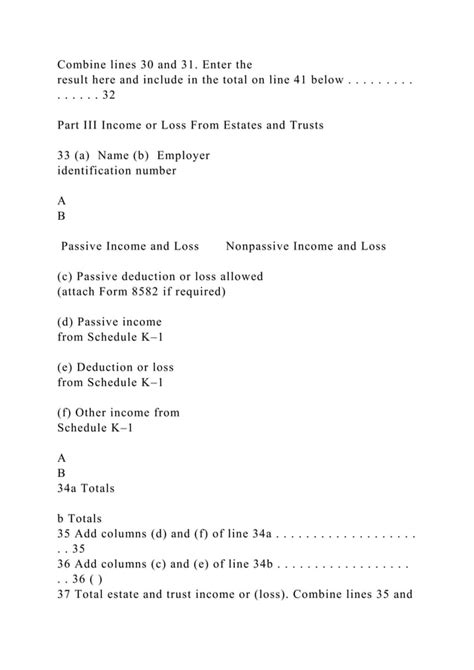 Schedule E Form 1040 Department Of The Treasury In Docx