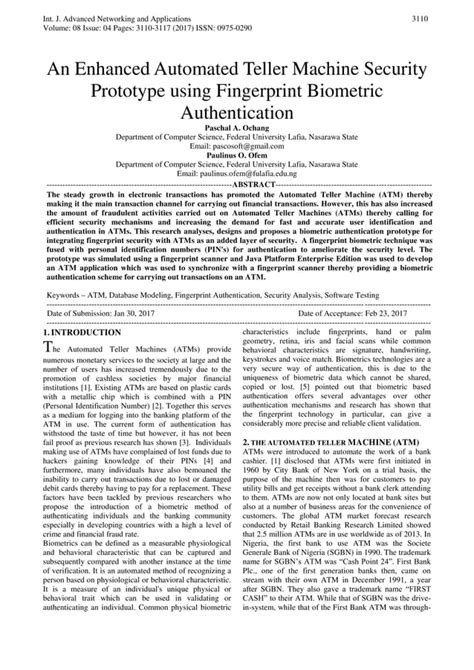 An Enhanced Automated Teller Machine Security Prototype Using
