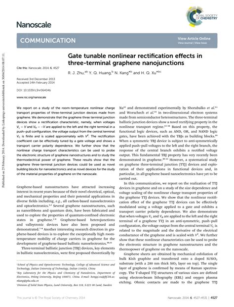 Pdf Gate Tunable Nonlinear Rectification Effects In Three Terminal
