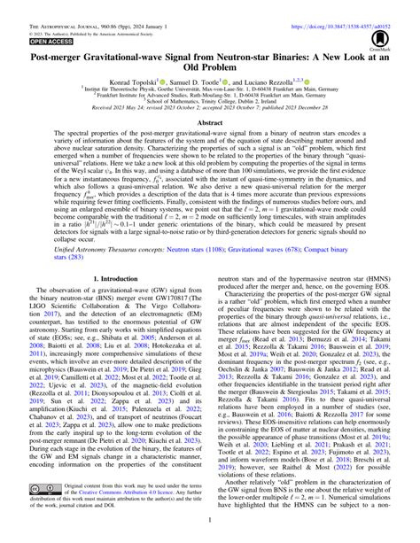 Pdf Post Merger Gravitational Wave Signal From Neutron Star Binaries