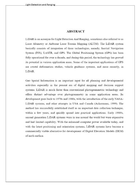 Light Detection And Ranging Seminar Report Pdf
