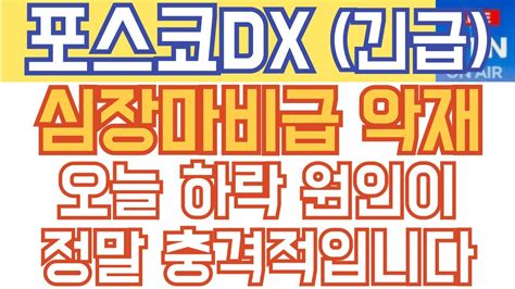 포스코dx 주가전망 긴급 심장마비급 악재 오늘 하락 원인이 정말 충격적입니다 Youtube
