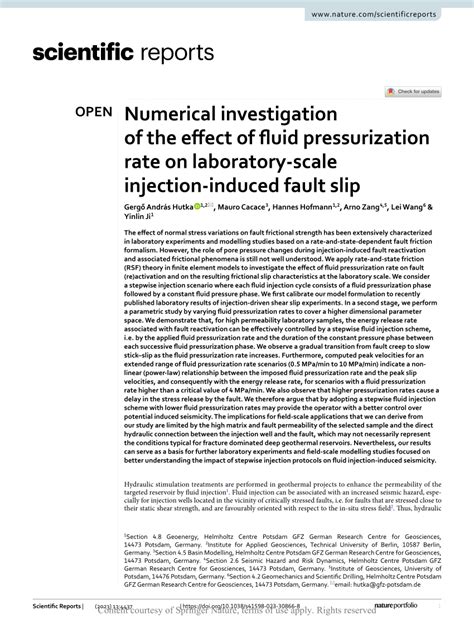 Pdf Numerical Investigation Of The Effect Of Fluid Pressurization