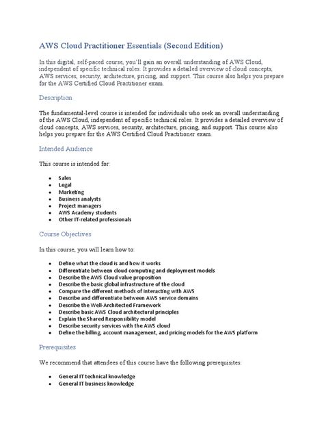 Aws Cloud Practitioner Essentials Pdf Cloud Computing Amazon Web Services