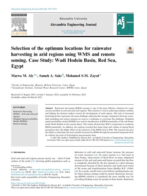 Selection Of Optimum Rwh Locations In Wadi Hodein Using Wms And Remote Sensing Pdf Drainage