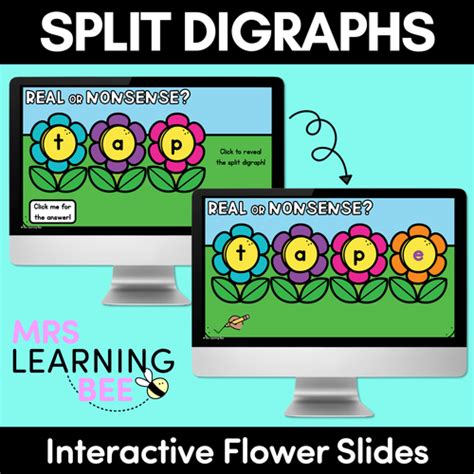 Split Digraphs Cvce Words Interactive Flower Slides Mrs Learning Bee