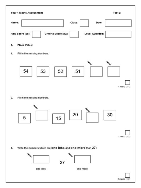 Year 1 Test 2 Pdf Mathematics