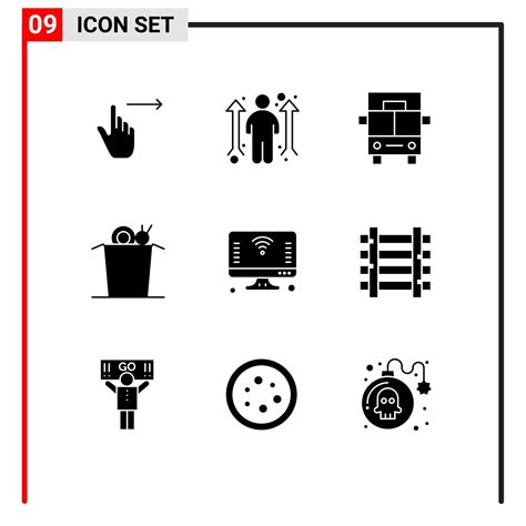Set Of 9 Modern Ui Icons Symbols Signs For Iot Computer Opportunity Cup Noodle Editable Vector