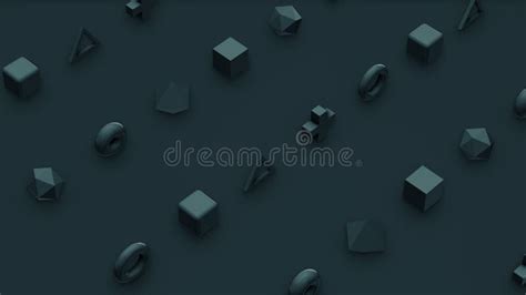 Futuristic 3d Render Of Many Different Shapes Seamless Moving In Isometric View Stock Video