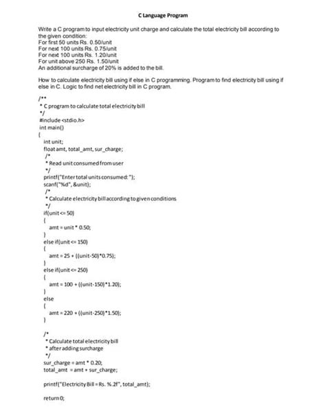 C Language Program Pdf Free Download