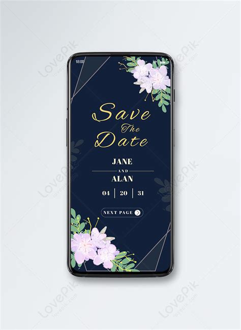 暗光奢華簡約花朵結婚請柬模板素材，設計範本免費下載 Lovepik