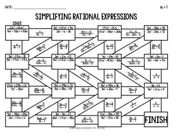 Simplifying Rational Expressions Maze Activity By The Unique Expressions