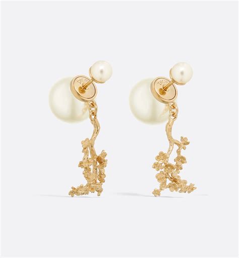 Dior Tribales Earrings Gold Finish Metal And White Resin Pearls Dior