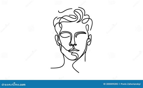 Continuous Line Drawing Of Man Profile Abstract Man Face Minimalistic Beauty Concept Stock