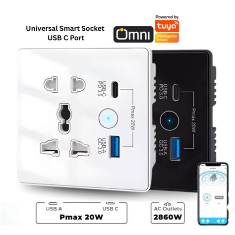 Universal Smart Socket With Usb C Fast Charging Omni Smart Tuya Wifi Socket Pakistan