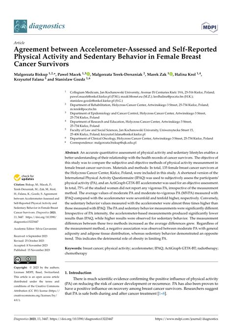 Pdf Agreement Between Accelerometer Assessed And Self Reported