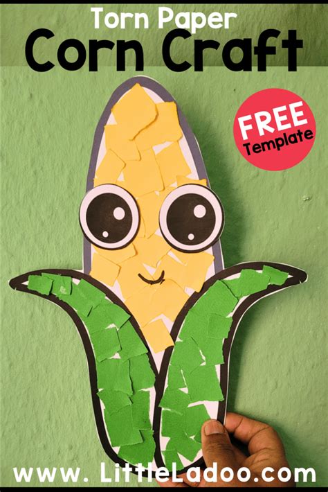 Torn Paper Corn Craft Free Template
