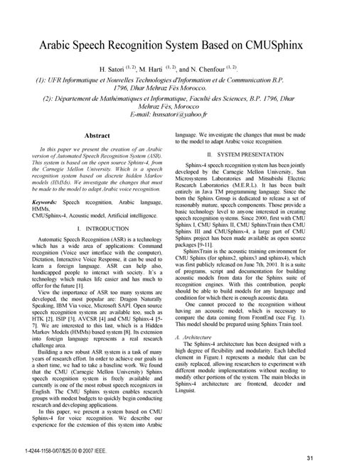 Pdf Arabic Speech Recognition System Based On Cmusphinx