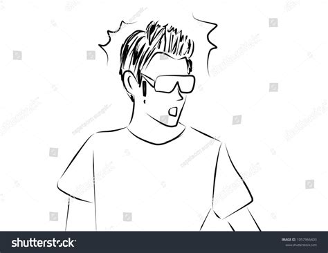 Sketch Man Shocked Man Surprised Stock Illustration 1057966403