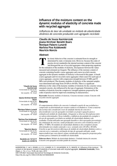 Pdf Influence Of The Moisture Content On The Dynamic Modulus Of