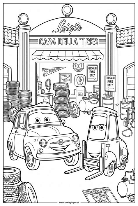 Luigi Et Guido Devant La Casa Della Tires Coloriages Gratuit